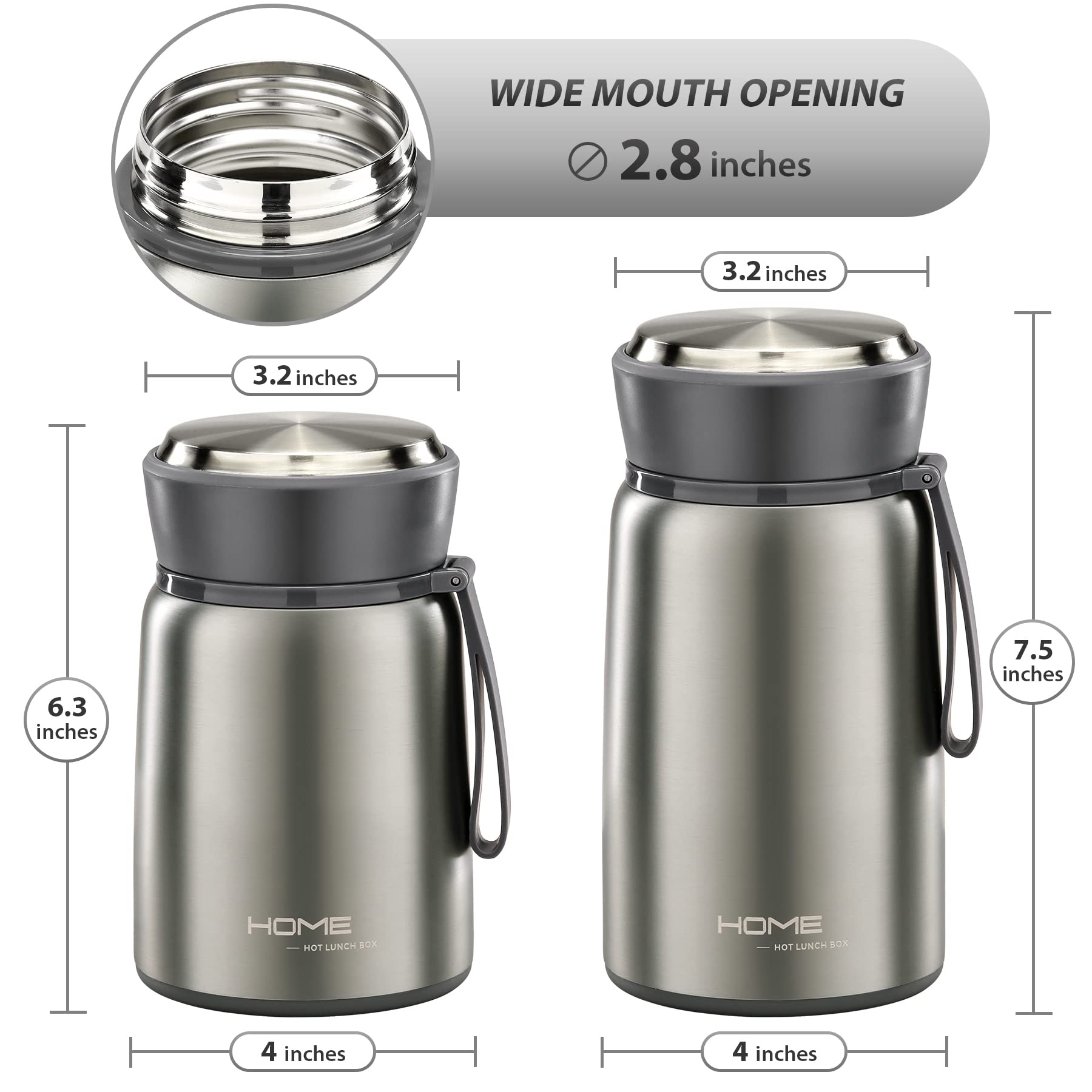 2 Pack Insulated Food Jar Thermos For Hot Food For Adults Kids(18oz,27oz), Lunch Box Stainless Steel Vacuum Soup Thermos Container Flask Keep Hot Cold With Spoon