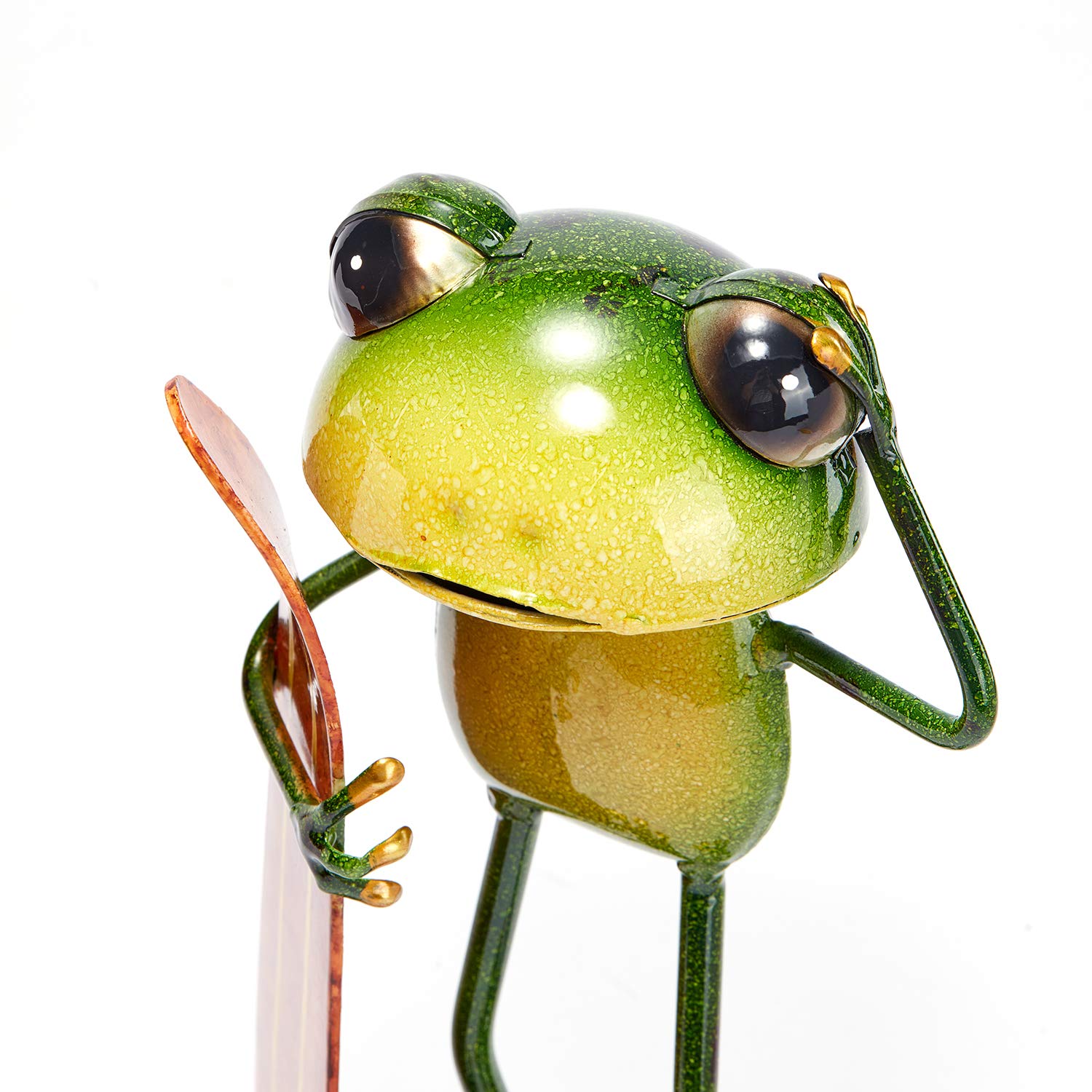 Aayla 9.5" H Frog Statue - Unique Adorable Green Surfing Frog Figurine Gift Home Kitchen Garden Decor for Frog Lovers