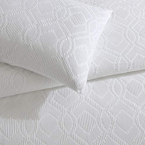 Tommy Bahama | Waffle Collection | Comforter Set Cotton Bedding in a Reversible Waffle Weave Texture, King, White,USHSA51166596,3