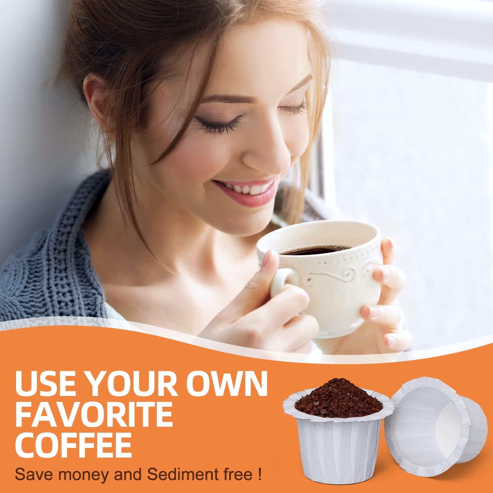 200 Count Fanativita K Cup Coffee Filters Disposable for Keurig Single Cup, Compatible with All Reusable K Cups (White)