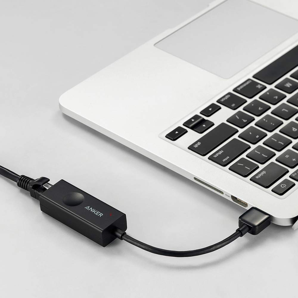 Anker USB 3.0 to RJ45 Gigabit Ethernet Adapter Supporting 10/100/1000 bit Ethernet, Compatible with MacBook Pro 2015, MacBook Air 2017, and More