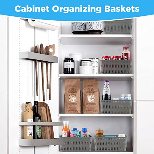 9 Pack Small Plastic Storage Baskets Durable Small Laundry Basket Organizer Bins Shelves Baskets for Kitchen Organization Countertops Desktops Cabinets Bedrooms Bathrooms, β8.7x 5.8x3.6 Inches