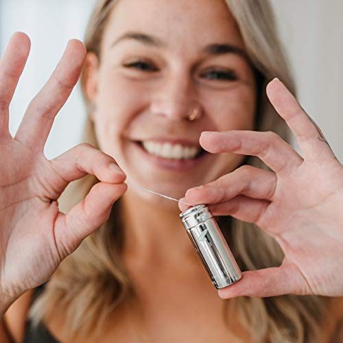 Biodegradable Dental Floss by TreeBird | Refillable & Reusable Zero Waste Steel Dispenser | 3x33yd Waxed Natural Cruelty Free Peace Silk Spools | 100% Compostable | Eco Friendly Plastic Free Oral Care