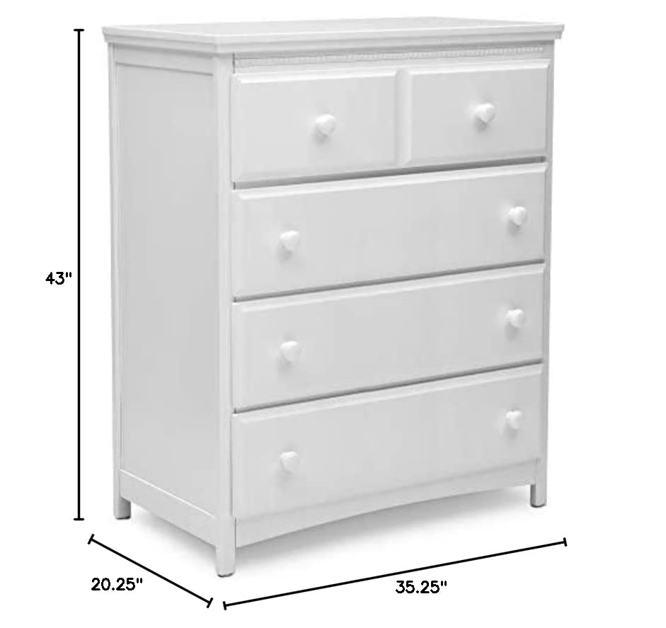 Delta Children Emerson 4 Drawer Chest, Greenguard Gold Certified, Bianca White