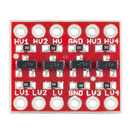 SparkFun Logic Level Converter - Bi-Directional Step Down 5V Signals to 3.3V and Steps up 3.3V to 5V Board Dimensions: 0.63 x 0.52 (16.05 x 13.33mm)