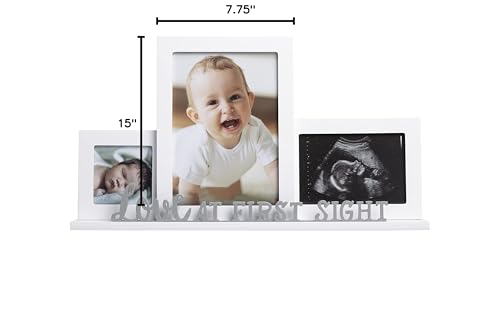 Kate & Milo Love at First Sight Baby Photo and Ultrasound Photo Frame Baby Sonogram Photo Frame Triple Picture Collage Frame White