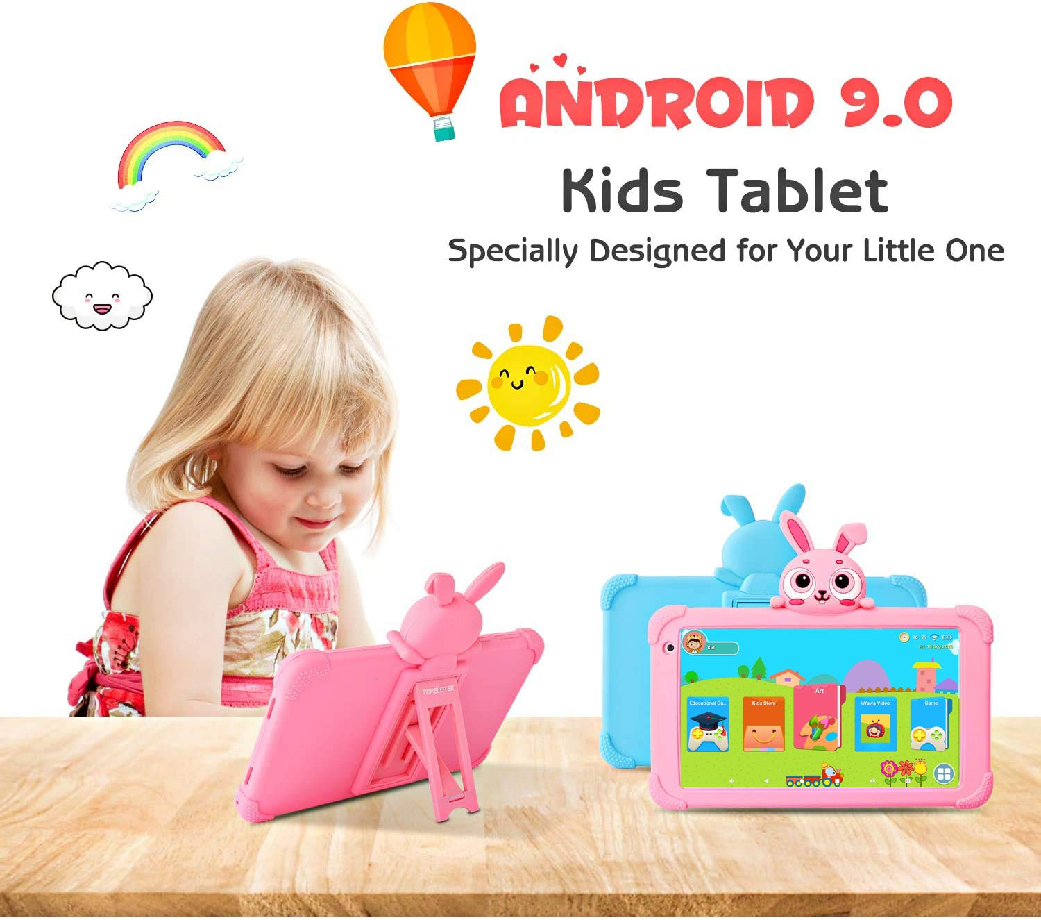 TOPELOTEK Kids Tablet Android Tablet for Kids 7 inch WiFi Toddler Tablet 32GB Quad Core Kids Tablets Support Bluetooth Camera Support Netflix YouTube Parental Control 4000mAh Boys Girls (Pink)