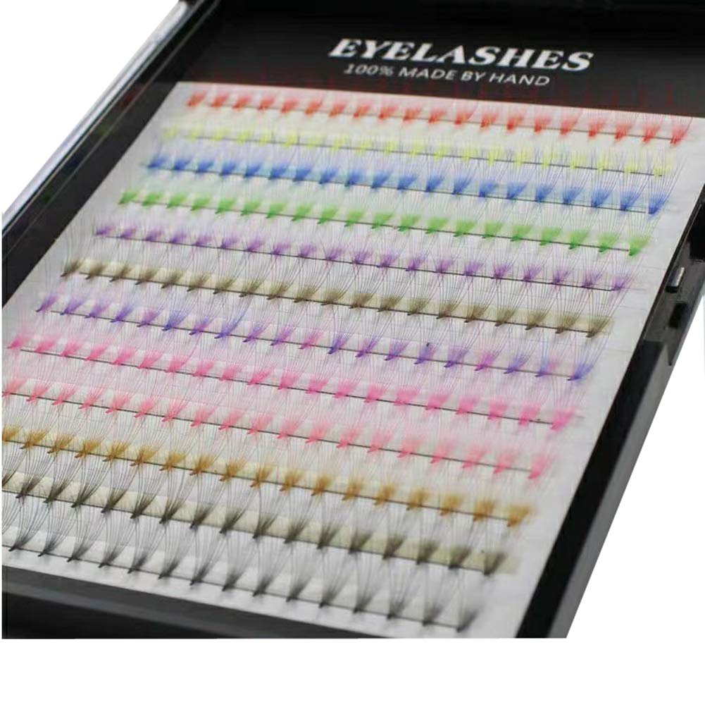 12Rows 240Pcs 10D Colorful Individual Premade Fans False Eyelashes Mixed 12 Colors Volume Eye Lashes Extensions Makeup Cluster Eyelashes 8/10/12/13/14/15/16mm Available(12MM)