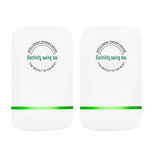 2 Pack Power Saver, Electricity Energy Saver, Household Power Saver, Smart US Plug Electricity Saving Box Device for Office Market (White)