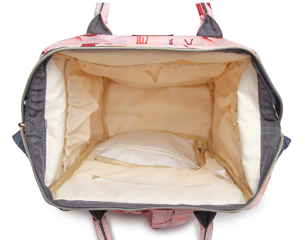 Starte Deer Cartoon Diaper Bag for Mom/Dad,Waterproof Travel Backpack,Spacious Tote Shoulder Bag Organizer,Pink