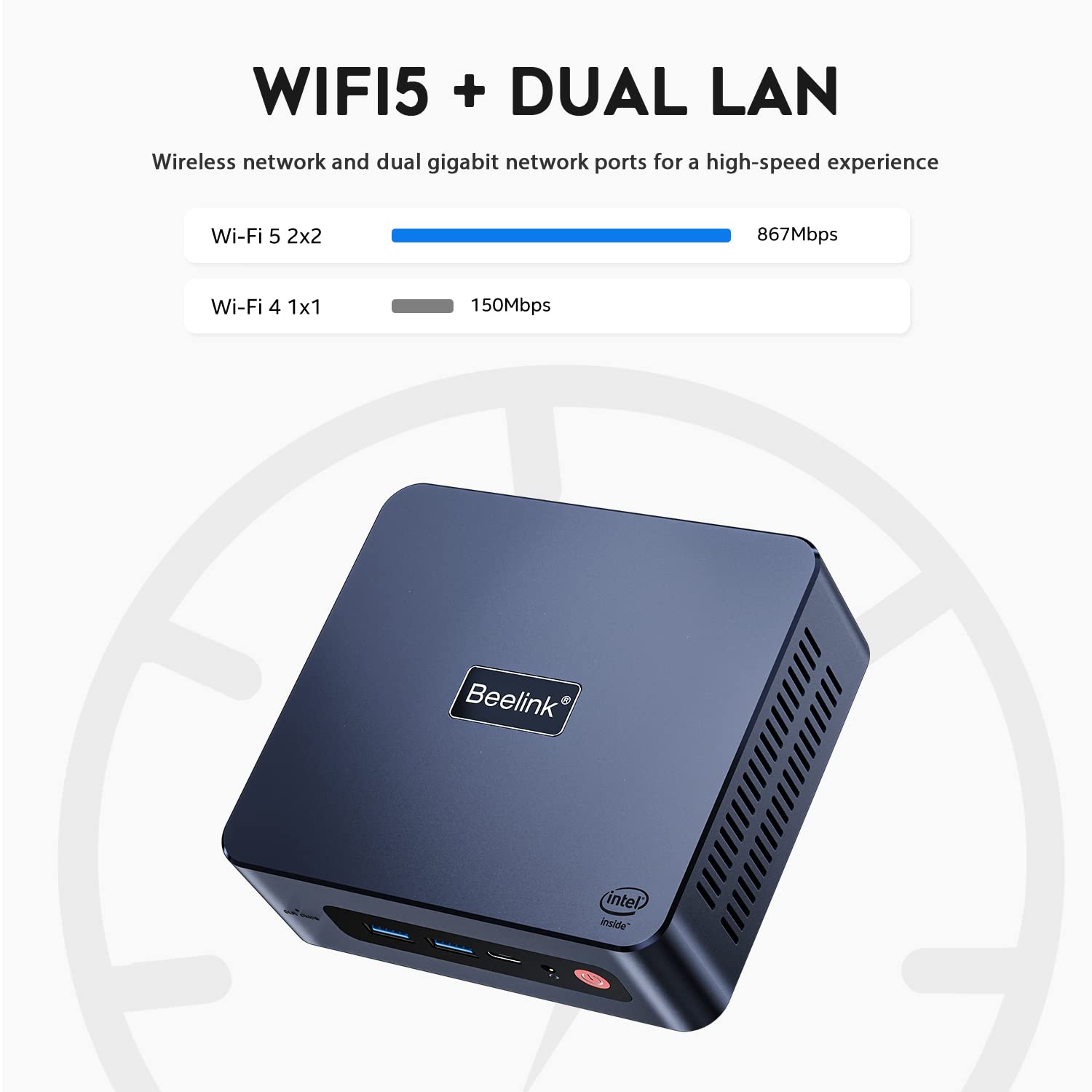 Beelink New 11th Intel 4 core N5105 Processor(up to 2.9GHz), Mini PC,Mini Computer with 16G DDR4 RAM/500GB M.2 SATA3 2280 SSD,Supports 4K FPS/Dual HDMI,WiFi5,BT4.0