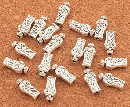56PCS Calvas St Jude Medal Small Hole Beads Catholic Patron Saint Medal Tubes 12.6x6mm Antique Silver Spacers L1827