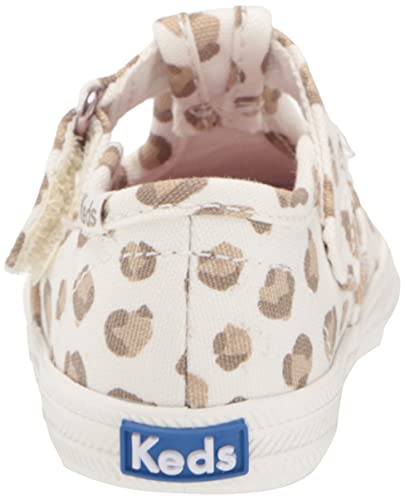 Keds baby girls Champion Lace Toe Cap T-strap Sneaker, Snow Leopard, 3 Infant US