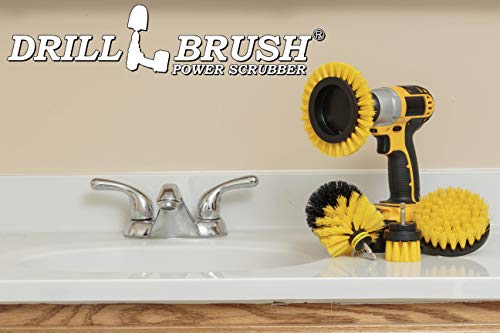 Drillbrush Yellow - Shower Cleaning Rotary Drill Brush Kit - Power Brush Scrubber for Bathroom - Grout Cleaning Drill Brush - Rotary Scrub Brush Tile Cleaner Drill Attachment - Bathroom Tile Scrubber