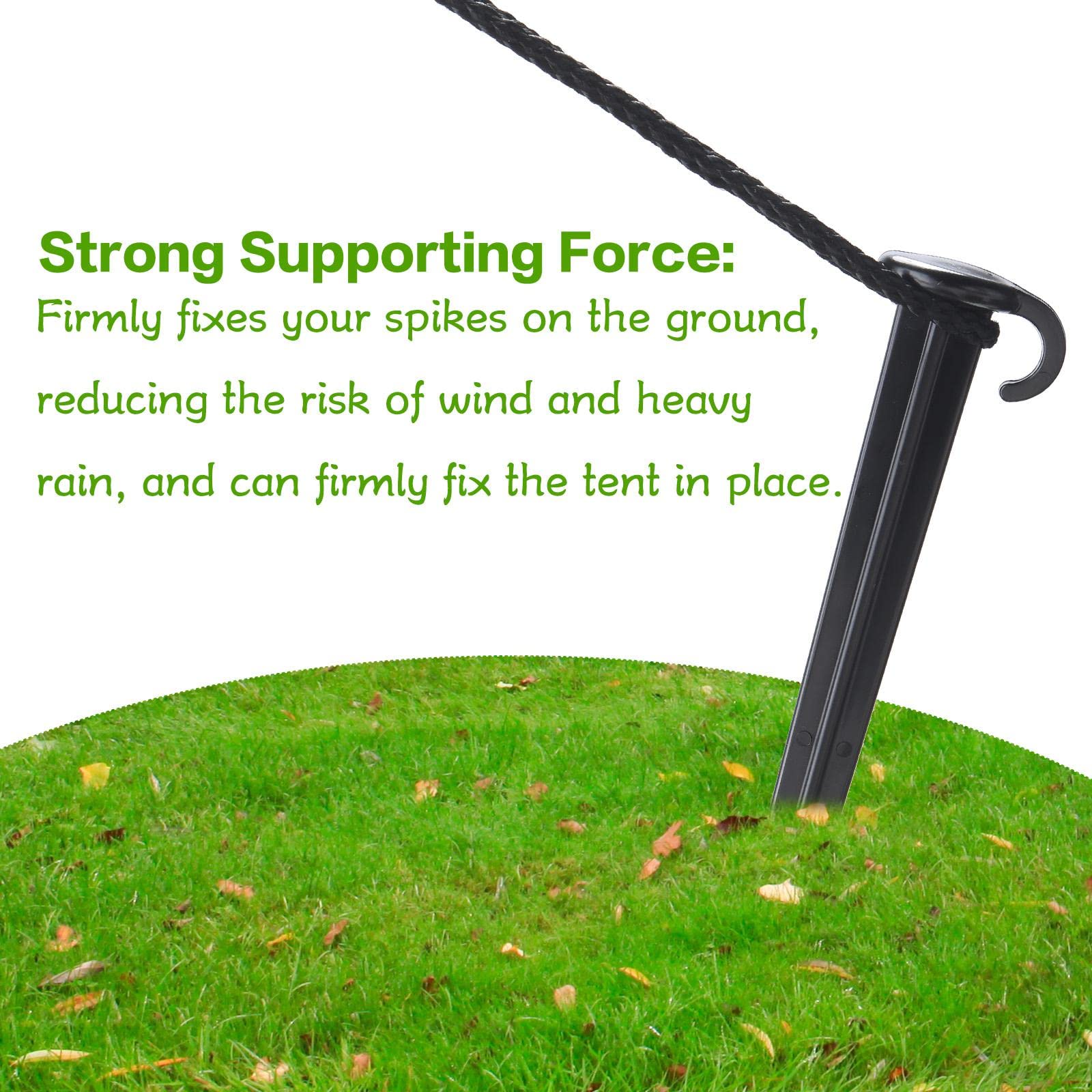 16 Sets Canopy Stakes with Nylon Ropes and Hook Tent Plastic Beach Tent Pegs Heavy Duty Tent Ground Anchor Stakes Outdoor Inflatables Stakes Tents Spikes for Garden Camping Lawn, 7 Inch