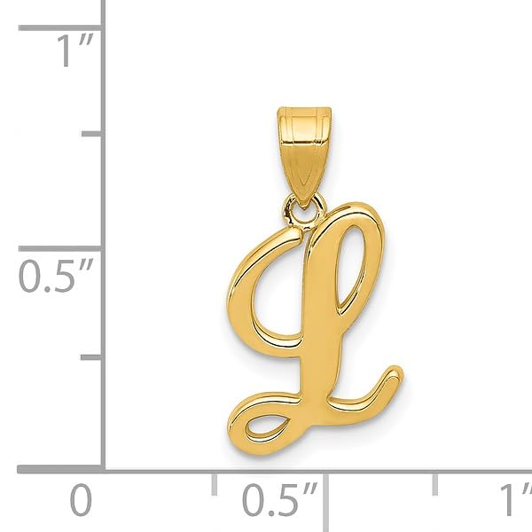 14K Yellow Gold Dainty Letter L Initial Name Monogram Necklace Charm Pendant Only