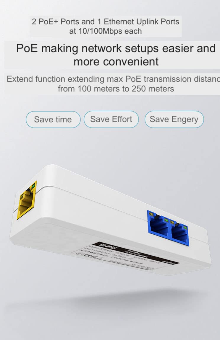 KENUCO PoE Extend Switch, IEEE802.3af/at/bt, PoE+ BT Port 48V 60W Output, Cascade 3-4 Times, Distance Extend 330 ft,No Power Required, Plug&Play.
