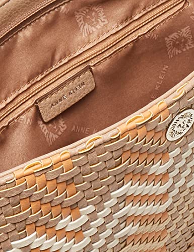 Anne Klein Multi Woven Flat Shoulder Bag, Neutral Truffle