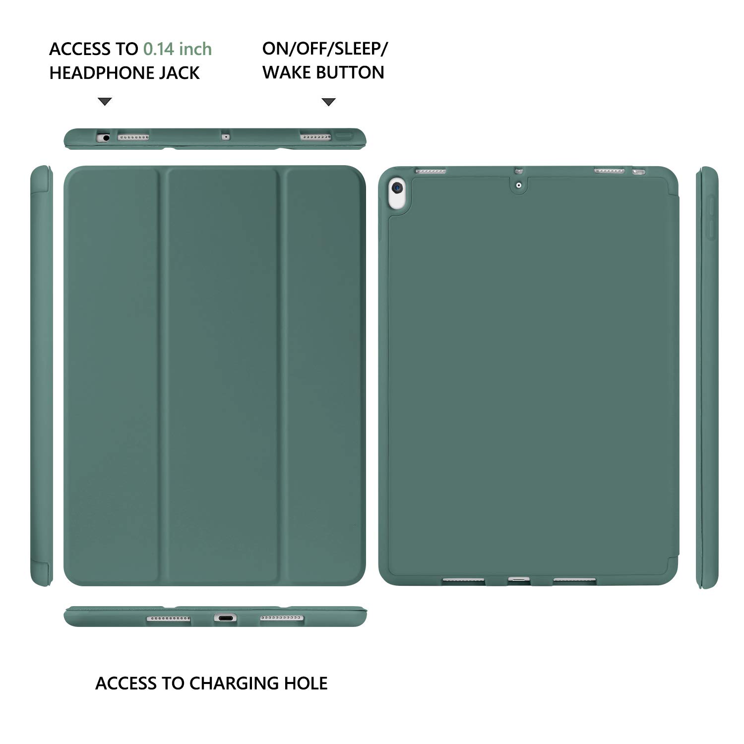 BENTOBEN Case for iPad Air 10.5" (3rd Gen) 2019 / iPad Pro 10.5" 2017 with Pencil Holder, Premium Protective Tablet Case Slim Soft TPU Back Smart Cover Auto Sleep/Wake for Apple iPad Air 3, Dark Green