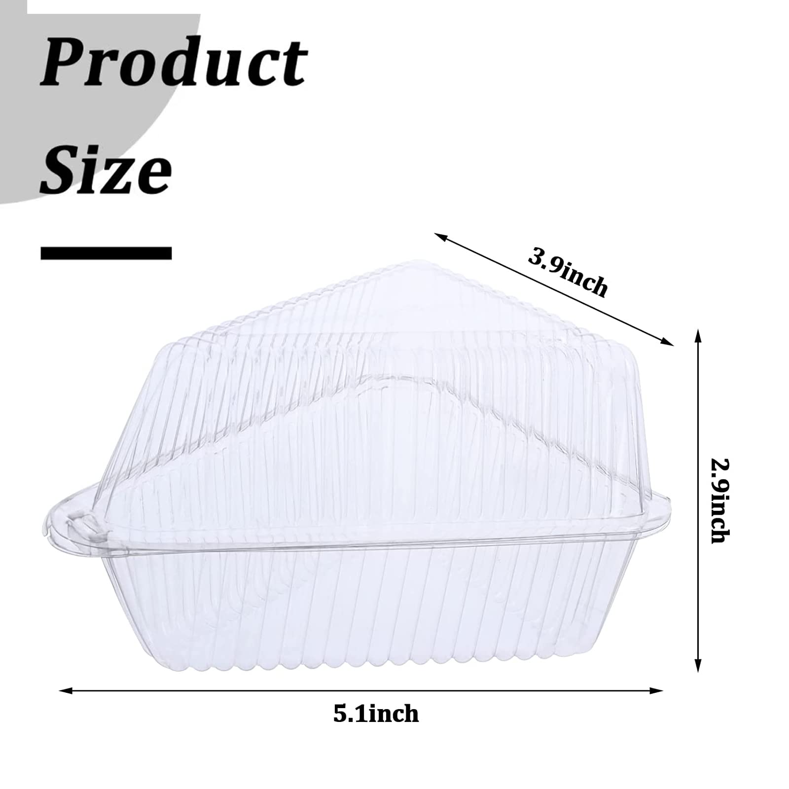 200 Pcs Transparent Cake Slice Containers with Lids Clear Plastic Trays with Hinged Lid Clear Medium Hinged Lid Cheesecake Container Disposable to Go Box Food Containers for Store Your Food