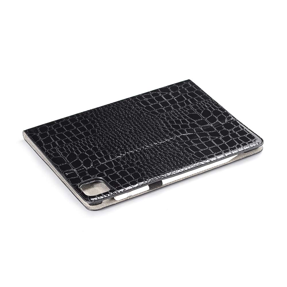 iPad Pro-6/5/4/3 (11'') Case for Women, iPad Air-6th (11'') Air-5th Air-4th (10.9'') Case, DMaos Crocodile Synthetic Leather Folio Smart Cover with Card Pencil Holder, Auto Sleep Wake - Black