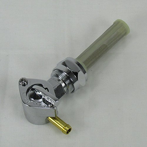 1975-2006 Harley Davidson 22mm Filtered Petcock 90 Degree Elbow Fuel Shut Off Valve - For Use with 1/4" ID Fuel Hose - Replaces HD Part # 62168-81 - Chrome Plated - Motorcycle Chopper Bobber