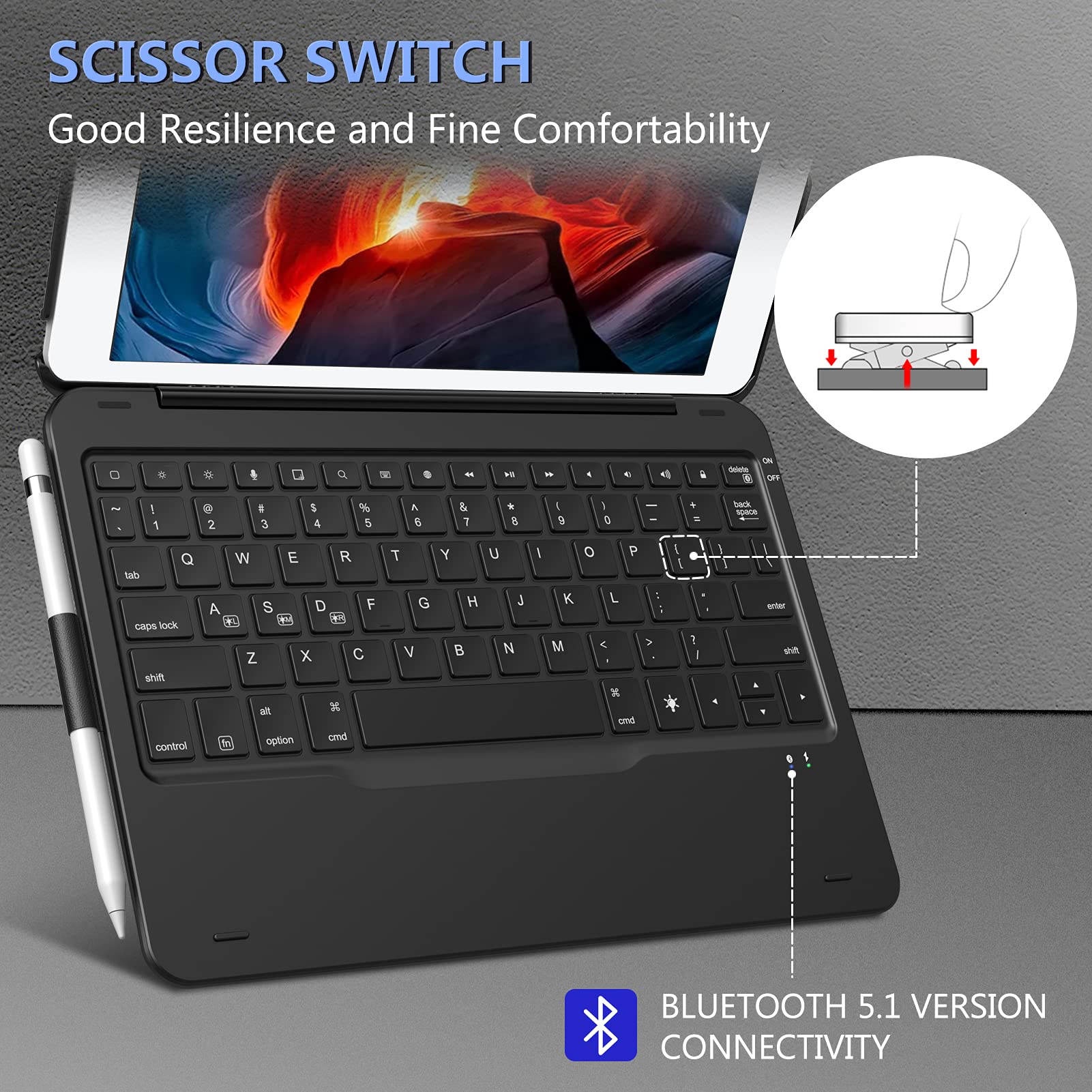 FINTIE Keyboard Case for iPad 10.2 inch 9th / 8th / 7th Generation (2021/2020 / 2019), 7 Color Backlit Wireless Bluetooth Keyboard, Magnetically Detachable Cover, Auto Sleep Wake, Black