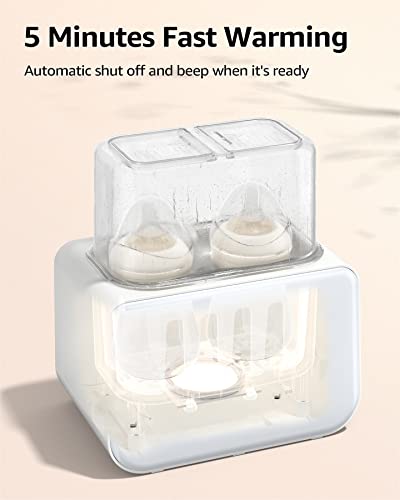 Baby Bottle Warmer, Gronwsy 8-in-1 Fast Milk Warmer with Timer Breastmilk or Formula, Fits 2 Bottles, Accurate Temperature Control, with Defrost, Sterili-zing, Keep, Heat Baby Food Jars Function