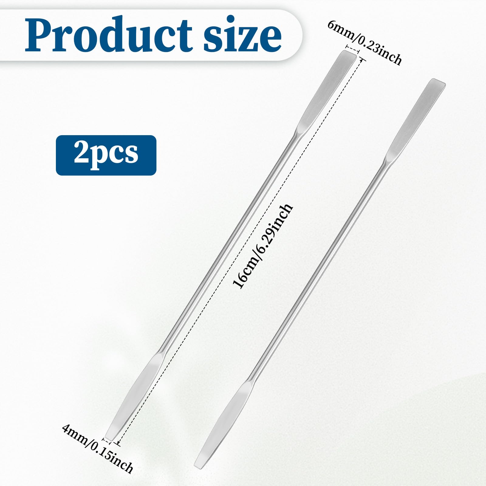2PCS Stainless Steel Lab Laboratory Mini Double-Ended Spatula Micro Square/Round End Spatula, 6.2"