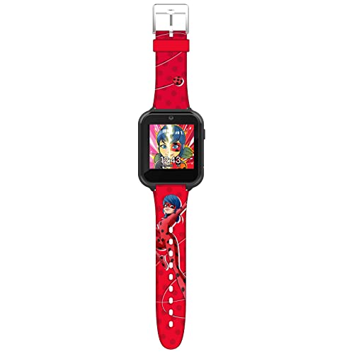 Accutime Miraculous Ladybug Kids Red Educational Learning Touchscreen Smart Watch Toy for Girls, Boys, Toddlers - Selfie Cam, Learning Games, Alarm, Calculator, Pedometer & More (Model: MRC4010AZ)