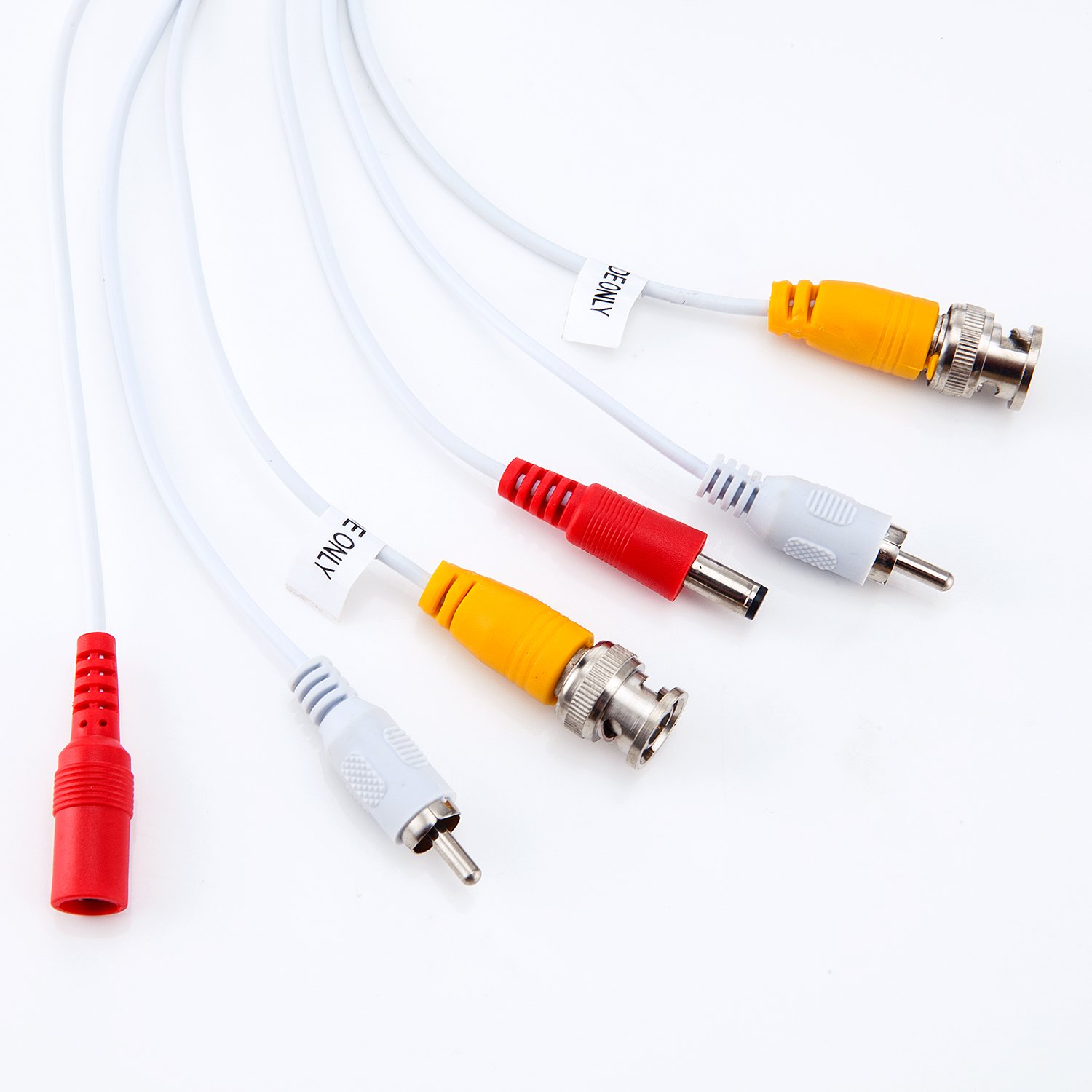 4 x 60ft Security Camera BNC Cable,Video Audio with Power for CCTV Camera Installation,Pre-Made All in one Siamese coaxial Plug Ready