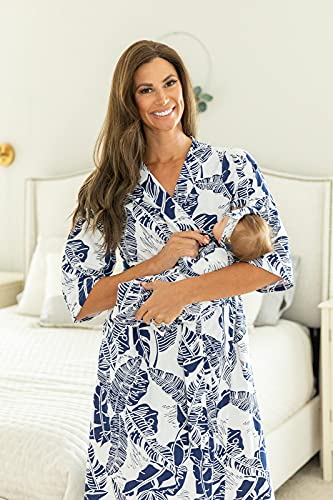 Baby Be Mine Mommy & Me Delivery Robe with matching Baby Receiving Gown & Hat Set (L/XL pre pregnancy 12-18, Serra)