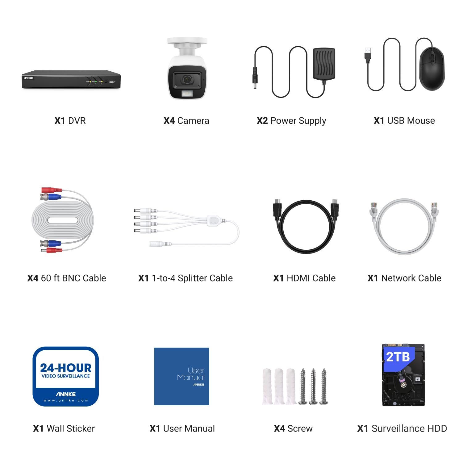 ANNKE 4K Security Camera System, 8CH 8MP AI DVR with Human & Vehicle Detection, 2TB HDD and 4 x 4K IP67 Bullet Home & Surveillance Cameras, Work with Alexa, Easy Remote View, Smart Color Night Vision