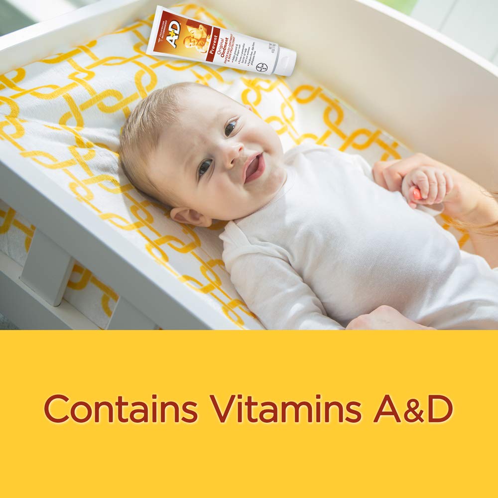 A+D Original Diaper Rash Ointment, Baby Skin Protectant With Lanolin and Petrolatum, Seals Out Wetness, Helps Prevent Diaper Rash, 4 Ounce Tube, Packaging May Vary