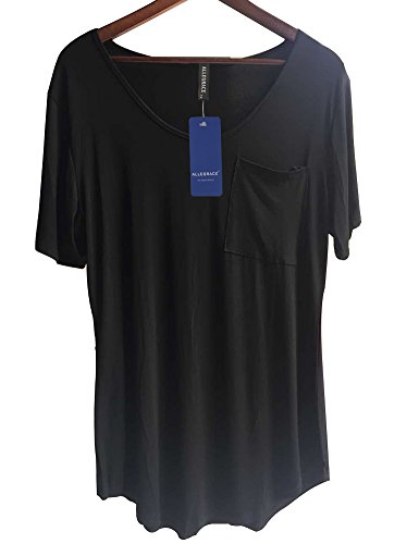 ALLEGRACE Womens Casual Scoop Collar Plus Size T Shirts Summer Tops Tee Black XXXL
