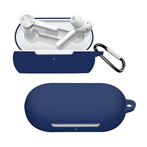 2 Pack DAYJOY Soft Silicone Protective Case Cover Compatible with OnePlus Buds Z2 TWS Earbuds, Protective Skin Sleeve with Key Chain (Black+Blue)