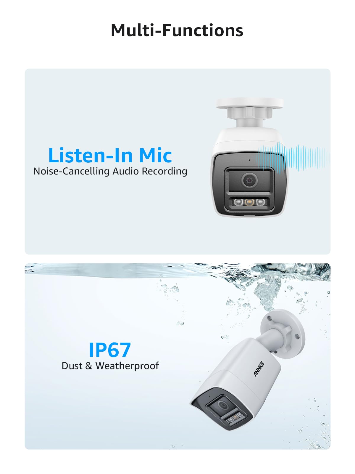 ANNKE H800 4K PoE Security Camera System, 12MP 8CH H.265+ NVR with 2TB Hard Drive for 7/24 Recording, AI Human/Vehicle Detection, 4x8MP Outdoor Bullet IP Cam, 4mm Lens, IP67, Built-in Mic&SD Card Slot
