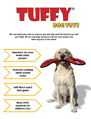 TUFFY - World's Tuffest Soft Dog Toy - Junior 3 Way Tug - Squeakers - Multiple Layers. Made Durable, Strong & Tough. Interactive Play (Tug,Toss & Fetch). Machine Washable & Floats (Combo 2 Pack)