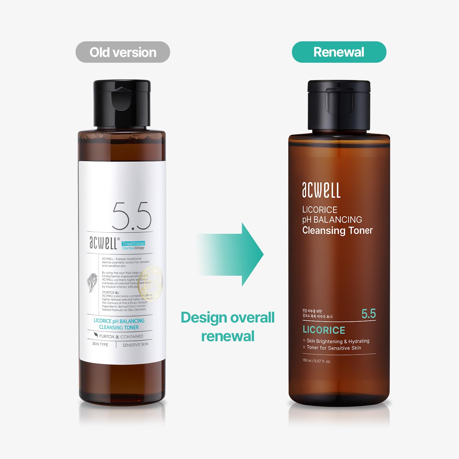 ACWELL Licorice pH Balancing Korean Toner for Cleansing 5.07 fl.oz. - Alcohol-Free PH5.5 Hydrating Facial Astringent - Skin Clarifying & Hydration Boosting Toner