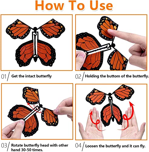 HLARTNET Magic Flying Butterfly Toy - Magic Wind Up Rubber Band Powered Flying Butterfly Surprise for Colorful Bookmark and Greeting Card Mother's Day Surprise Gift 6 Pcs