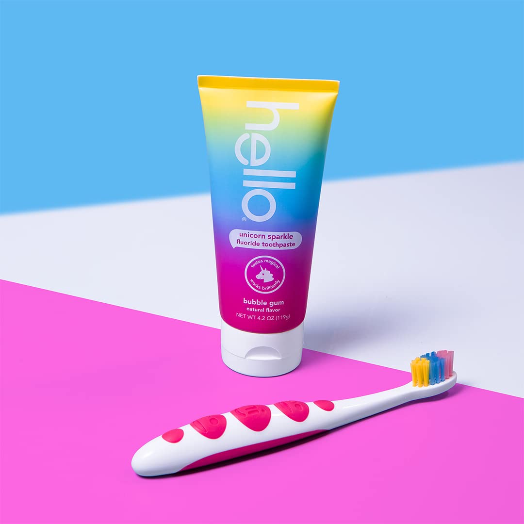 hello Unicorn Baby and Toddler Soft Toothbrush for All Ages, BPA Free, Easy to Grip Handle, 6 Count