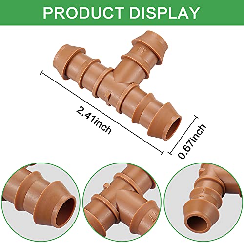 iMopo 21-Pack Drip Irrigation Universal Barbed Tee Fitting, Barbed Connectors for 1/2" Drip Tubing