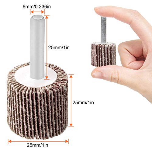 20Pack Abrasive Flap Wheel Sander,1" x 1" x 1/4" Shank Mounted Flap Wheels, 80 Grit Aluminum Oxide Sanding Flap Wheel for Rust Removal Deburring Polishing Satin-Finishing- Abrasive Grinding Tool
