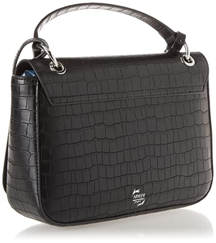 A|X Armani Exchange Women's Flap Top Handle Medium Crossbody Bag, Black, OS