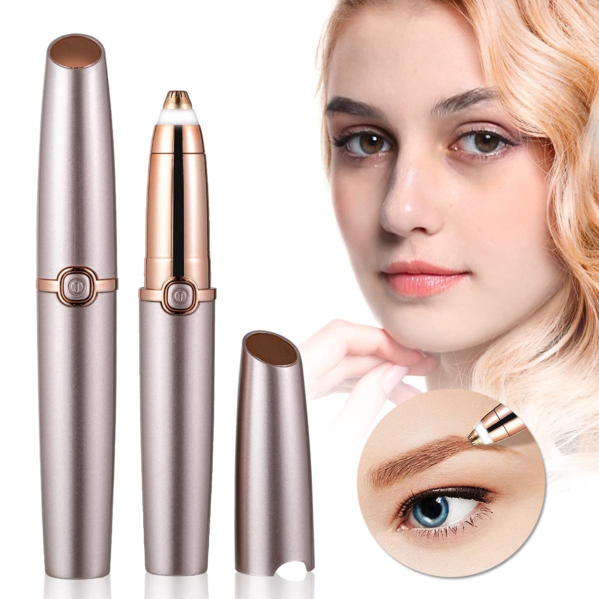 Sopalmy Women's Rechargeable Eyebrow Trimmer & Facial Hair Remover, 2-1 Hair Remover, Electric Eyebrow Shaver with Light