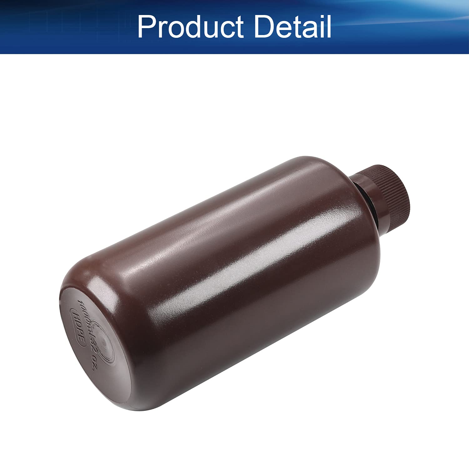 Bettomshin 1Pcs Small Mouth Reagent Bottle, 1000ml PE Plastic Liquid Sealing Bottle, Round Light Container Lab Sample Storage Brown with Screw Cap