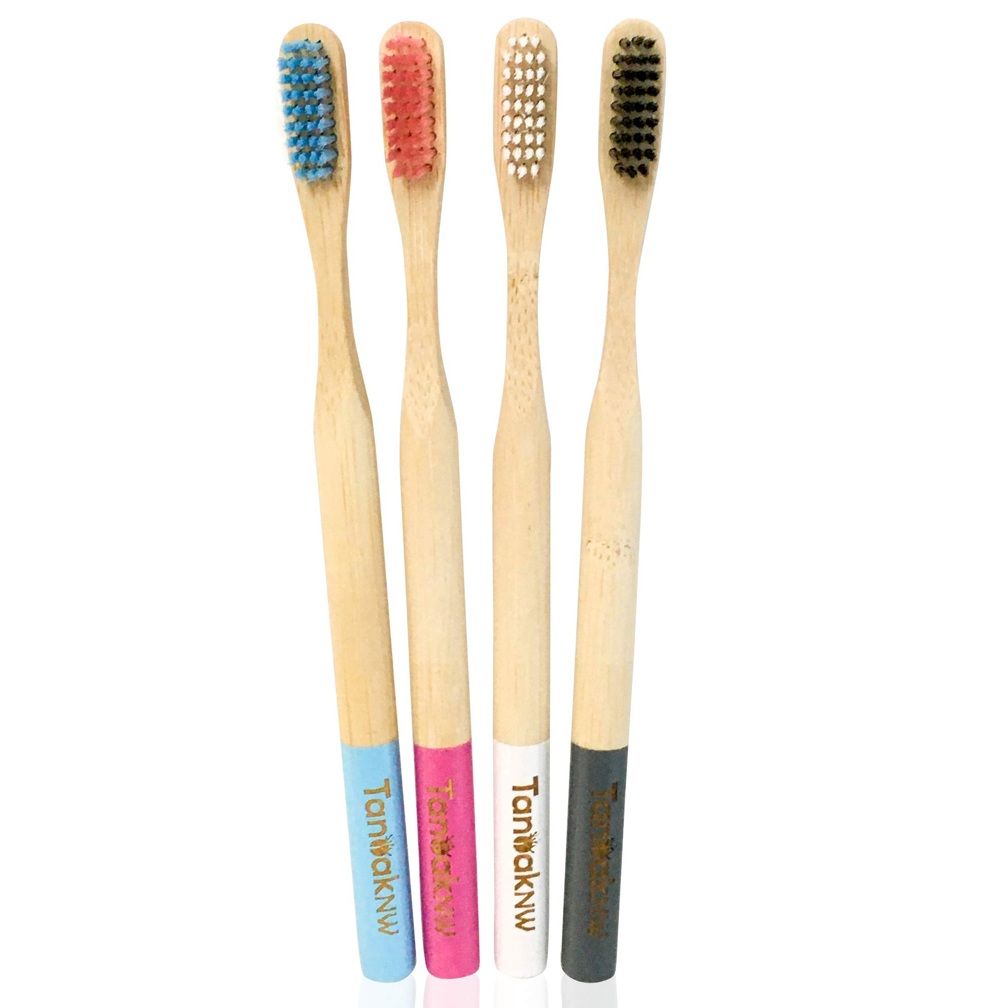 Bamboo Toothbrush Eco-Friendly Packs of 4 β Circular Organic Biodegradable handle with BPA-Free, Soft Nylon Bristle.