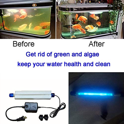 5W 11W 13W UVC Aquarium Algae Bloom Clean Light for Fish Tank Water Clean Green Clear Waterproof Clean Lamp for Pond Fish Tank Sump Swim Pool (5w 6.9inch)