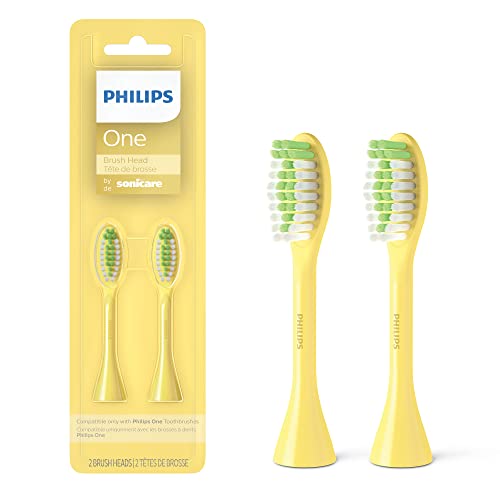 Philips One by Sonicare Battery Toothbrush, Mango, HY1100/02 + Philips One by Sonicare 2pk Brush Heads, Mango BH1022/02