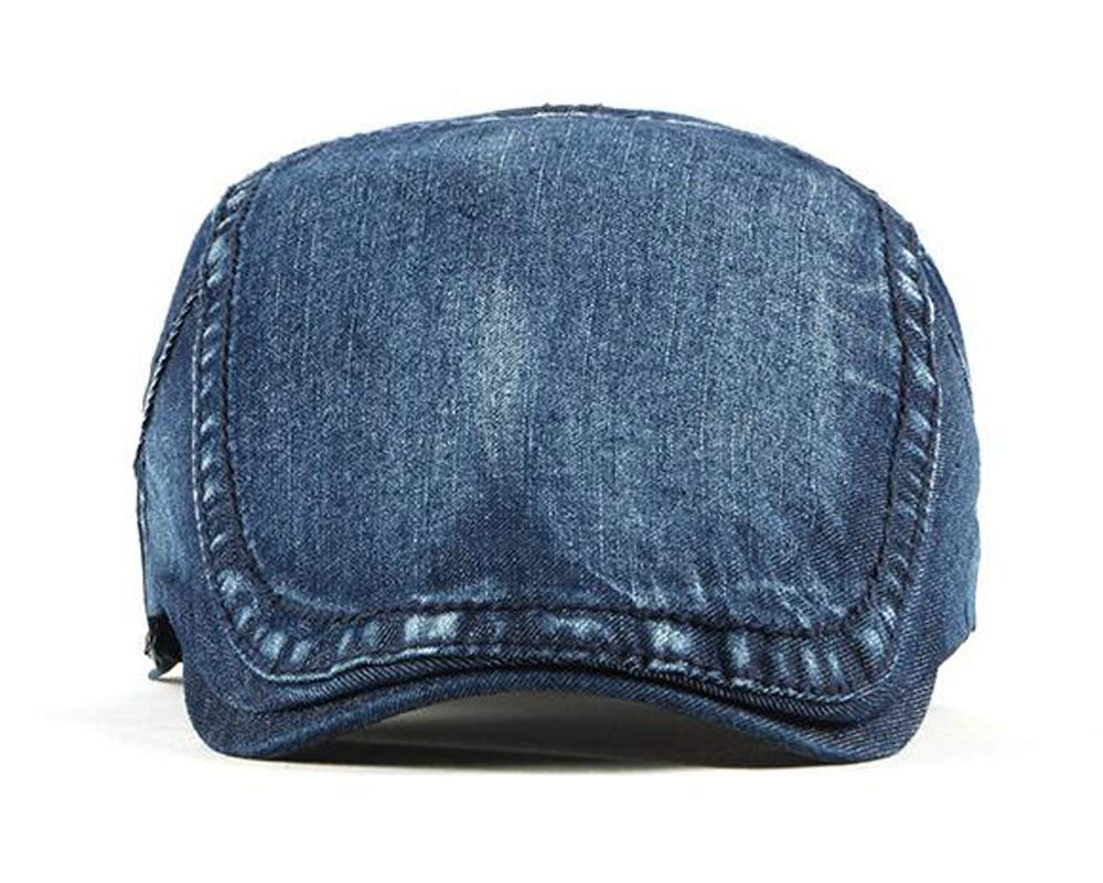 2 Pack Mens Denim Cotton Newsboy Cap Ivy Gatsby Driving Hunting Cabbie Hats (2 Pack-C)